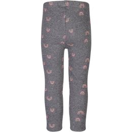 Leggings happy girls, M&auml;dchen, Gr. 98, N-Gr, grau (anthrazit), Jersey, Obermaterial: 60% Polyester, 35% Baumwolle, 5% Elasthan, bedruckt, slim fit kn&ouml;chellang, Hosen Leggings, im tollen Alloverprint, Basic-Form