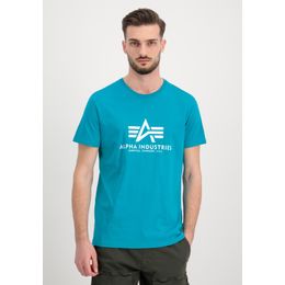 T-Shirt Alpha Industries "Basic T-Shirt BL", Herren, Gr. S, blau (blau lagoon), Obermaterial: 100% Baumwolle, Shirts T-Shirt