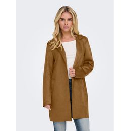 Kurzmantel Only "ONLSOHO FAUX SUEDE COATIGAN CC OTW", Damen, Gr. XS, cognac, Web, Obermaterial: 92% Polyester, 8% Elasthan, unifarben, figurbetont ca. Mitte Oberschenkel, M&auml;ntel Kurzmantel