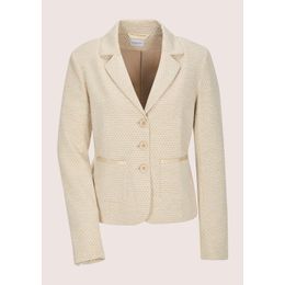 Madeleine Mode Jackenblazer MADELEINE "Jerseyblazer Kurzblazer mit Wabenmuster", Damen, Gr. 44, grau (kiesel, wollwei&szlig;), Obermaterial: 65% Polyester PES. 30% Viskose CV. 5% Elasthan EL., Modern, schmal, Blazer Jackenblazer, Strukturjersey