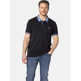Poloshirt Jan Vanderstorm "Poloshirt LAVRANS", Herren, Gr. L, bunt (schwarz hellblau), comfort fit normal, ohne Ausschnitt, Shirts Poloshirt