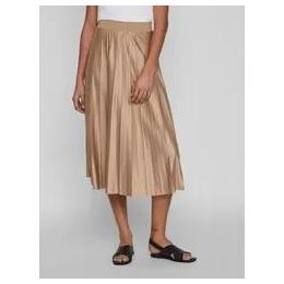 Plisseerock Vila "VINITBAN SKIRT - NOOS", Damen, Gr. XXL (44), beige (sandshell), Web, Obermaterial: 96% Polyester, 4% Elasthan, unifarben, regular fit knieumspielend, R&ouml;cke, Materialmix