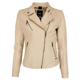 Kurzjacke Maze "Lederjacke Sally", Damen, Gr. S, beige (powder), Obermaterial: 100% Lammleder LEL. Futter: 100% Polyester PES., Jacken Kurzjacke