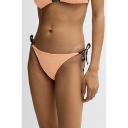 Bikini-Hose HUGO UNDERWEAR "PURE_SIDE TIE", Damen, Gr. XS (34), N-Gr, orange (bright orange 825), Microfaser, Elasthan, Polyamid, unifarben, Badehosen Bikini-Hose, mit kontrastfarbenen Eins&auml;tzen
