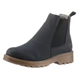 Chelseaboots Rieker, Damen, Gr. 41, blau (dunkelblau), Elastischer Einsatz, Nubuklederimitat, Schuhe Chelseaboots, Schlupfboots, Stiefelette, Blockabsatz, mit kuscheligem Warmfutter