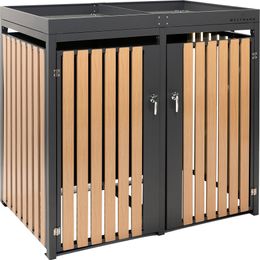 M&uuml;lltonnenbox WESTMANN "WMHHWTC-62", schwarz (anthrazit, braun), B:134cm H:125cm T:84cm, Stahl, Aufbewahrungsboxen, M&uuml;lltonnenbox, f&uuml;r 2x240 l, BxTxH: 134x84x125 cm