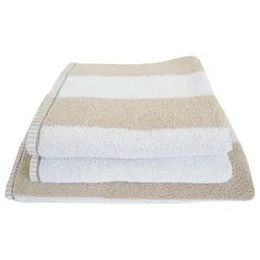 Duschtuch Dyckhoff "Maritim, Block Stripe", beige (greige), B:70cm L:140cm, Frottier, Obermaterial: 100% Baumwolle, Handt&uuml;cher