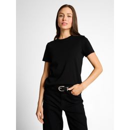 T-Shirt Tom Tailor, Damen, Gr. L, deep schwarz, Single Jersey, Obermaterial: 100% Baumwolle, unifarben, regular fit normal, Rundhals, gerader Abschluss, Shirts T-Shirt