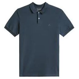 Marc O'Polo Poloshirt MARC O'POLO "aus Organic Cotton-Stretch", Herren, Gr. XS, blau (navy teal), Obermaterial: 95% Baumwolle, 5% Elasthan, unifarben, Basic, Rippb&uuml;ndchen, Shirts