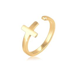 Silberring Elli "Ring Kreuz 925 Sterling Silber verstellbar", gold, Fingerringe, Damen, Silber 925 (Sterlingsilber), Silberring