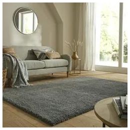 Hochflor-Teppich FLAIR RUGS "Feather", grau (holzkohle), B:160cm H:40mm L:230cm, Kunstfaser, Teppiche