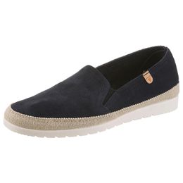 Slipper VERBENAS "NURIA", Damen, Gr. 39, dunkelblau, Veloursleder, unifarben, Schuhe Slipper, Espadrille, Schlupfschuh, Halbschuh mit Stretcheins&auml;tze