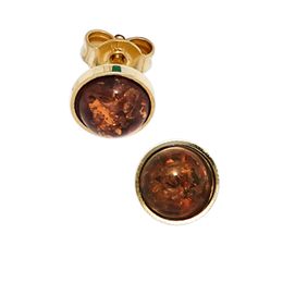 Paar Ohrstecker Jobo "Ohrringe mit Bernstein", gold (gelbgold 333), Ohrringe, Damen, 6,8mm, Gelbgold 333, 333 Gold
