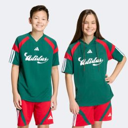 T-Shirt adidas Sportswear "HOUSE OF TIRO TRIKOT", M&auml;dchen, Gr. 164, team dunkelgr&uuml;n, wei&szlig;, better scarlet, Obermaterial: 100% Polyester, V-Ausschnitt, Shirts T-Shirt