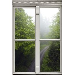 Wandsticker queence "Waldweg", gr&uuml;n, B:40cm H:60cm T:0,1cm, Wandtattoos, Wandsticker, Wandsticker, Wandbild, selbstklebend, 3D, Fenster