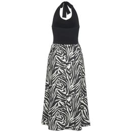 Shirtkleid CLOUD 5IVE "CLOUD 5IVE Maxi Neckholder-Dress with zebra print", Damen, Gr. L, US-Gr&ouml;&szlig;en, schwarz, wei&szlig;, 95% Polyester, 5% Elasthan, normal, Kleider Shirtkleid
