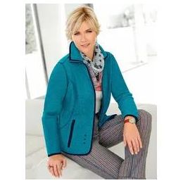 Fleecejacke Casual Looks, Damen, Gr. 48, blau (petrol), 100% Polyester, gemustert, unifarben, Jacken Fleecejacke