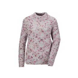 Rundhalspullover GOLDNER "Kurzgr&ouml;&szlig;e Edler Strickpullover mit Stehkragen", Damen, Gr. 25, rosa (grau, pink, gemustert), Obermaterial: 79% Polyacryl PAN. 13% Polyester PES. 8% Polyamid PA., Rippe, Pullover Rundhalspullover, Noppengarn