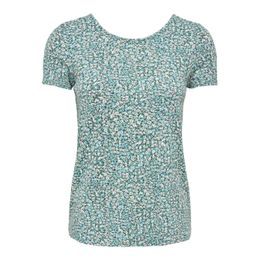 Kurzarmshirt Only "ONLBERA BACK LACE UP S/S TOP JRS NOOS", Damen, Gr. M, balsam gr&uuml;n aop:amalie multi flower, Jersey, Obermaterial: 95% Viskose, 5% Elasthan, bedruckt, regular fit normal, Rundhals, Shirts Kurzarmshirt