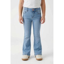 Bootcut-Jeans KIDS Only "KOGROYAL LIFE REG FLARED PIM020", M&auml;dchen, Gr. 128, N-Gr, blau (light blau denim), Denim/Jeans, Obermaterial: 69% Baumwolle, 29% Polyester, 2% Elasthan, unifarben, skinny fit kn&ouml;chellang, Jeans