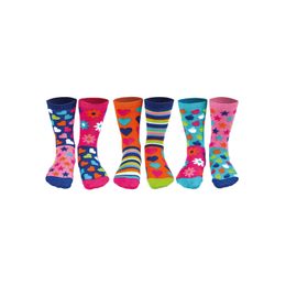 Kurzsocken United Oddsocks "Socken 3er Pack", M&auml;dchen, Gr. 30,5-39, bunt (hop, skip, funk), Obermaterial: 76% Baumwolle CO. 23% Polyamid PA. 1% Elasthan EL., Socken Kurzsocken