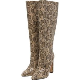 Stiefel Buffalo "Buffalo JULY BOOT HI - VEGAN NAPPA", Damen, Gr. 39, cream, beige snake, Kunstfaser, Schuhe Stiefel