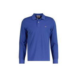 Poloshirt Gant "Poloshirt Regular Shield Longsleeve Pique Rugger 1er Pack", Herren, Gr. 4XL, blau (blau (rich blau)), Obermaterial: 100% Baumwolle CO., Shirts Poloshirt