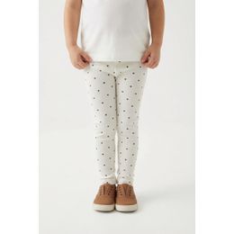 LIL' ATELIER M&auml;dchen Leggings "NMFGAGO SLIM LEGGING LIL NOOS"coconut milk aop:heart, Gr. 92, bedruckt, Jersey, Obermaterial: 57% Baumwolle, 38%