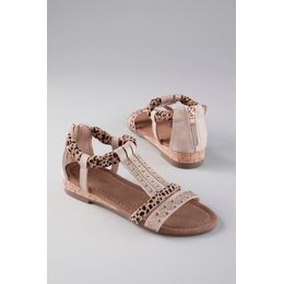 Riemchensandale ANISTON SHOES, Damen, Gr. 40, beige, goldfarben, Textil, Velourslederimitat, Schuhe Riemchensandale, Sommerschuh, Sandalette - NEUE KOLLEKTION