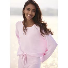 ELBSAND Damen Sweater, Gr. 32, rosa, Feinstrick, Obermaterial: 55% Baumwolle, 45% Nylon, unifarben, Sweatshirts, aus hochwertigem Feinstrick,