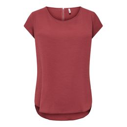 Kurzarmbluse Only "ONLVIC &ndash; feminines Blusenshirt in lockerer Form", Damen, Gr. 38, spiced apple, Web, Obermaterial: 97% Polyester, 3% Elasthan, unifarben, regular fit Po-bedeckend, Rundhals, Blusen, Materialmix, regular fit