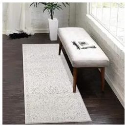 Teppich Carpet City "LOUNGE 0638", beige (creme), B:80cm H:15mm L:300cm, Obermaterial: 100% Polyester, Teppiche, Teppich, Kurzflor-Teppich Modern, Hoch-Tief-Struktur, Wohnzimmer, Schlafzimmer
