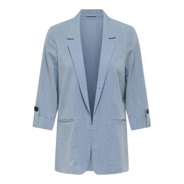 Kurzblazer Only "ONLMARSA 3/4 BLAZER WVN NOOS", Damen, Gr. XL, faded denim detail:melange, Web, Obermaterial: 53% Viskose, 35% Polyester, 12% Nylon, meliert, loose fit Po-bedeckend, tiefer V-Ausschnitt, Aufschlag, Blazer Kurzblazer, mit Reverskragen