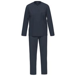 Schlafanzug Ammann "Schlafanzug lang Men / Nightwear", Herren, Gr. 58, grau (total eclipse), Obermaterial: 100% Baumwolle CO., Homewear-Sets Schlafanzug