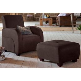 Hocker Home Affaire "Falk", braun (mocca), B:67cm H:62cm T:42cm, Microfaser in Antiklederoptik (100% Polyester);Microfaser PRIMABELLE (100% Polyester), Hocker, Hocker, kleine Ausf&uuml;hrung