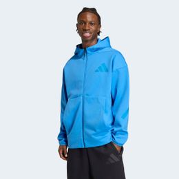 Kapuzensweatshirt adidas Sportswear "M Z.N.E. FZ", Herren, Gr. L, rayblu, Obermaterial: 57% Polyester, 43% Baumwolle, normal, Rundhals, Sweatshirts, f&uuml;r sportliche Aktivit&auml;ten, aus Polyester und Baumwolle