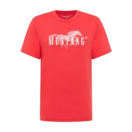 Kurzarmshirt Mustang "Herren Style Austin", Damen, Gr. XL, rot, Jersey, 100% Baumwolle, Rundhals, Shirts Kurzarmshirt