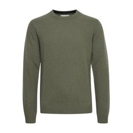 Strickfleece-Pullover Casual Friday "Strickpullover CFKarl", Herren, Gr. L, gr&uuml;n (olivine melange), Obermaterial: 80% Wolle WO. 20% Polyamid PA., Pullover Strickfleece-Pullover