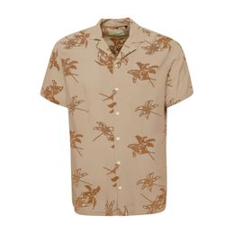 Kurzarmshirt Blend "Kurzarmhemd BHShirt", Herren, Gr. L, beige (crockery), Obermaterial: 100% Viskose CV., Hemden Kurzarmshirt
