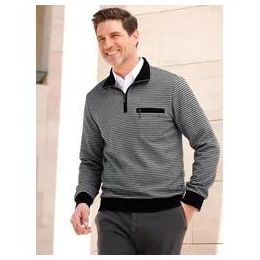 Poloshirt Marco Donati "Langarm-Shirt", Herren, Gr. 64/66, schwarz (schwarz, gestreift), 65% Baumwolle, 35% Polyester, meliert, Shirts
