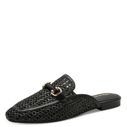 Sabot Tamaris, Damen, Gr. 36, schwarz, Bast, Lederimitat, Flechtoptik, Schuhe Sabot, Blockabsatz, Schlupfschuh, Businessschuh mit Schmuckelelment