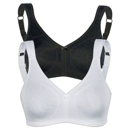 Sassa Mode Sport-BH SASSA "2er Pack Sport BH ohne B&uuml;gel SPORTS BRAS", Damen, Gr. 95, Cup C, bunt (schwarz wei&szlig;), Obermaterial: 82% Polyamid PA. 18% Elasthan EL., BHs Sport-BH