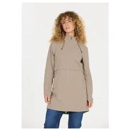 Outdoorjacke WEATHER REPORT "Dayton", Damen, Gr. 38, beige (hellbeige), 90% Polyester, 10% Elasthan, unifarben, lang, ohne Ausschnitt, Jacken Outdoorjacke, mit getapten N&auml;hten