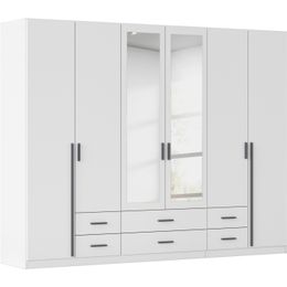 Kleiderschrank Rauch "Schrank Garderobe Ankleide GAMMA Breiten 91/136/181/226/271/315/360 cm", alpinwei&szlig;, griffstangen graumetallic, B:271cm H:210cm T:54cm, Holzwerkstoff, Schr&auml;nke, Kleiderschrank, verschiedene Griff-Varianten, mit Spiegel TOPSELLER MADE IN GERMANY