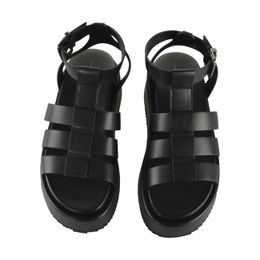Sandale Buffalo "Buffalo NOA GREEK SANDAL", Damen, Gr. 39, schwarz, Polyurethan, unifarben, Schuhe Sandale