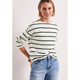 Langarmshirt Street One, Damen, Gr. 46, shadowed navy, Jersey, Obermaterial: 60% Polyester, 40% Baumwolle, gestreift, regular fit normal, Rundhals, Shirts Langarmshirt, mit Streifen Muster