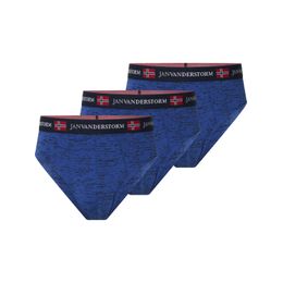 Slip Jan Vanderstorm "3er Pack Slip ADISON", Herren, Gr. XL, blau, Obermaterial: 95% Baumwolle CO. 5% Elasthan EL., Unterhosen Slip