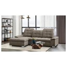 Ecksofa WERK2 "Carmen, mit Bettfunktion & Bettkasten, optional Sitztiefenverstellung", beige, B:264cm H:105cm T:170cm, 95% Polyester, 5% Nylon, Sofas, Ecksofa, ohne Sitztiefenverstellung, Struktur weich, beige