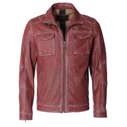 Bikerjacke JCC "Lederjacke 31020345", Herren, Gr. 52, rot, Obermaterial: 100% Lammnappaleder LANA. Futter: 100% Polyester PES., Jacken Bikerjacke
