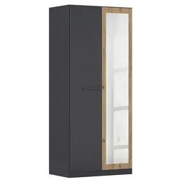 Dreht&uuml;renschrank Rauch "Kleiderschrank Schrank Garderobe Garderobenschrank Stauraumwunder MODI", grau (graumetallic, eiche artisan), B:91cm H:210cm T:54cm, Holzwerkstoff, Schr&auml;nke, Dreht&uuml;renschrank, optional mit Spiegel MADE IN GERMANY
